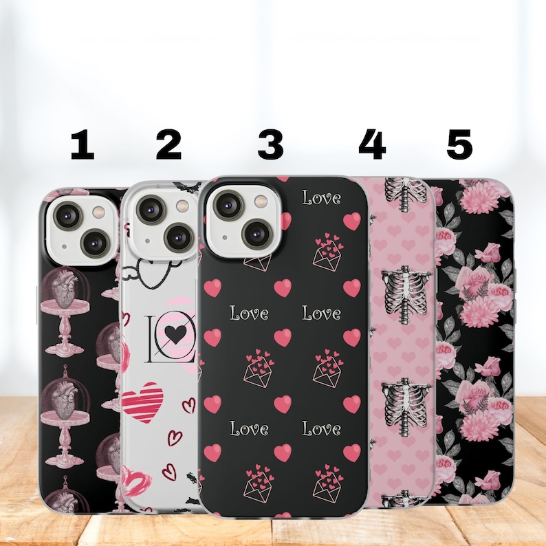 Gothic Anatomical Heart iPhone 14 Case, Skeleton Pink Phone Case, Love ...