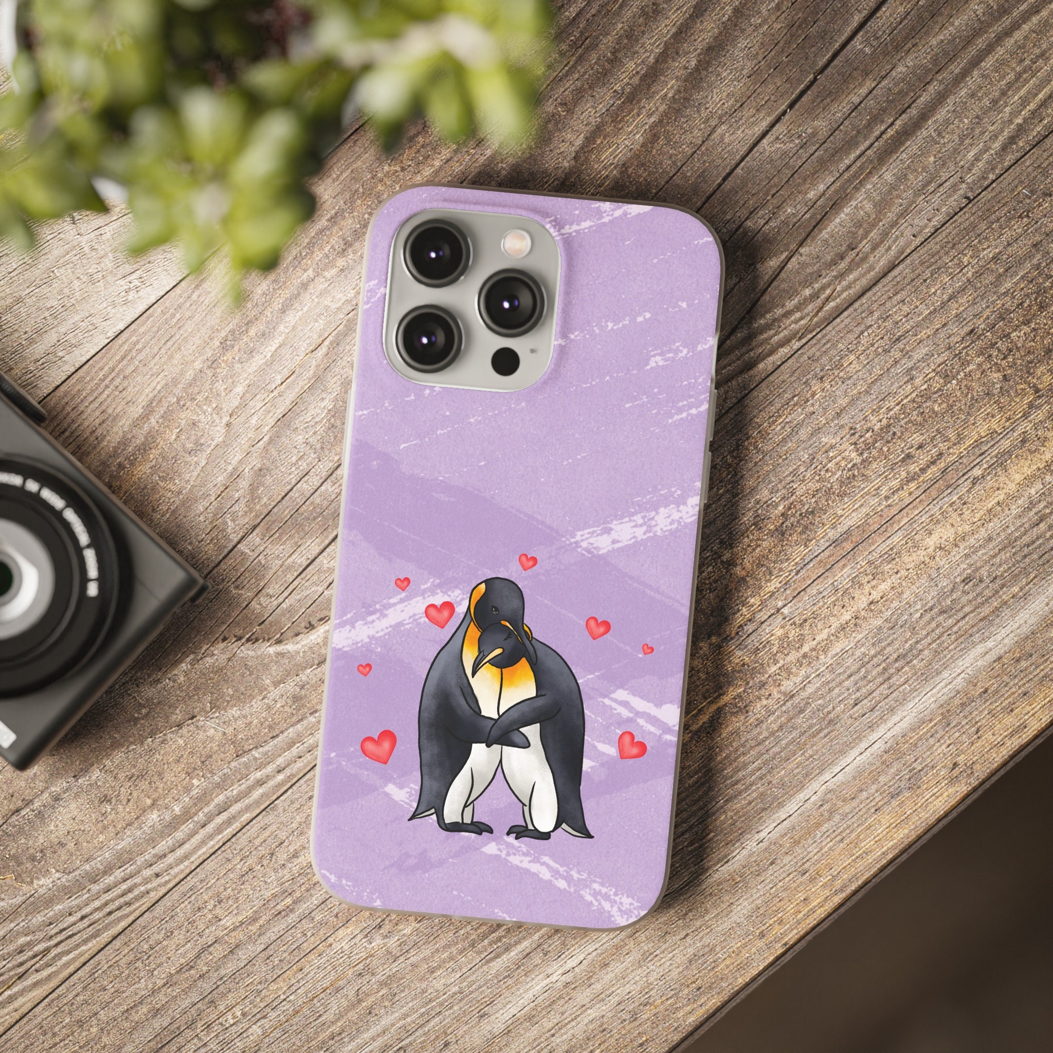Cute Penguin iPhone Case, Animal Phone Cover, Hearts Phone Case, Valentine's Day iPhone Gift ...
