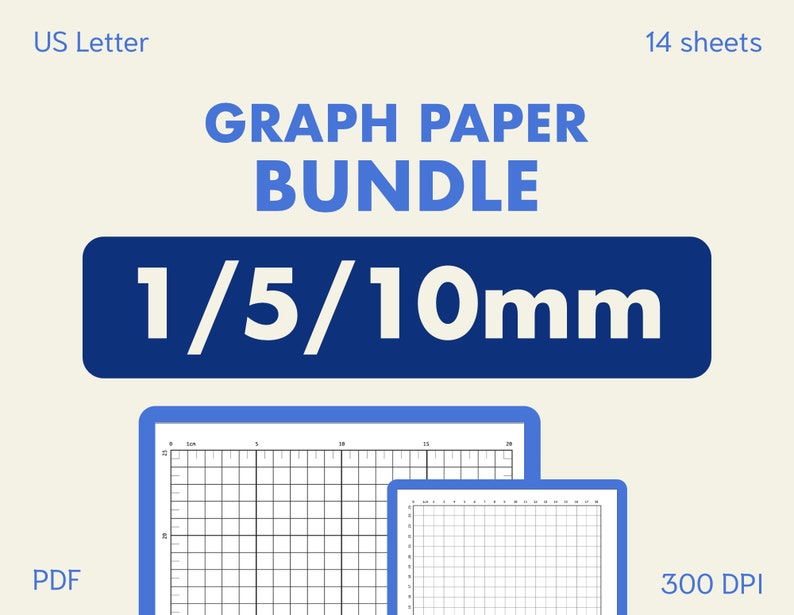 1mm / 5mm / 10mm Graph Paper Downloadable PDF - Etsy