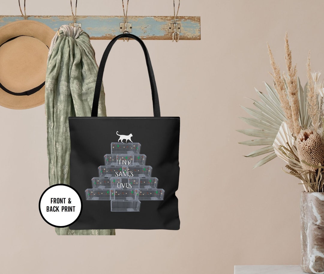 TNR Traps Christmas Tree Tote Bag, Trap Neuter Return Tote Bag ...