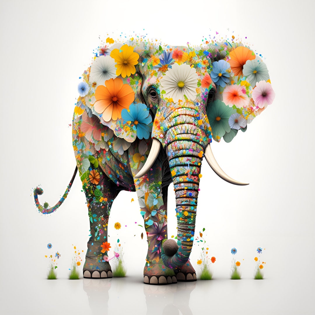 Magical Elephant of Flowers - Etsy