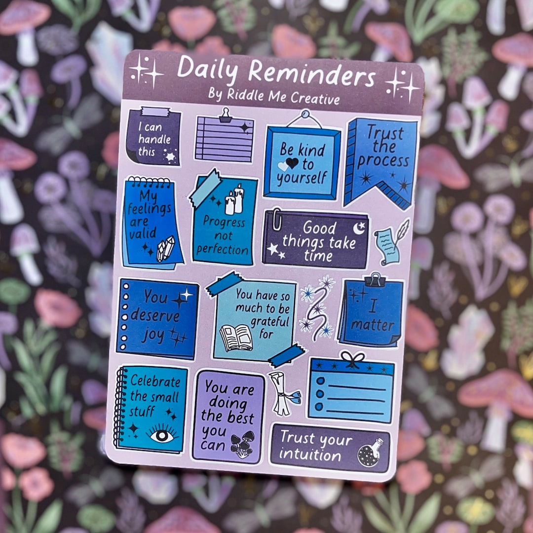 Positive Daily Reminders Sticker Sheet - Scrapbook/bullet Journal ...