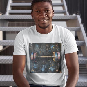 Graphic Barbell T-shirt, Full Print Graphic Shirts, Gym Style Gifts ...