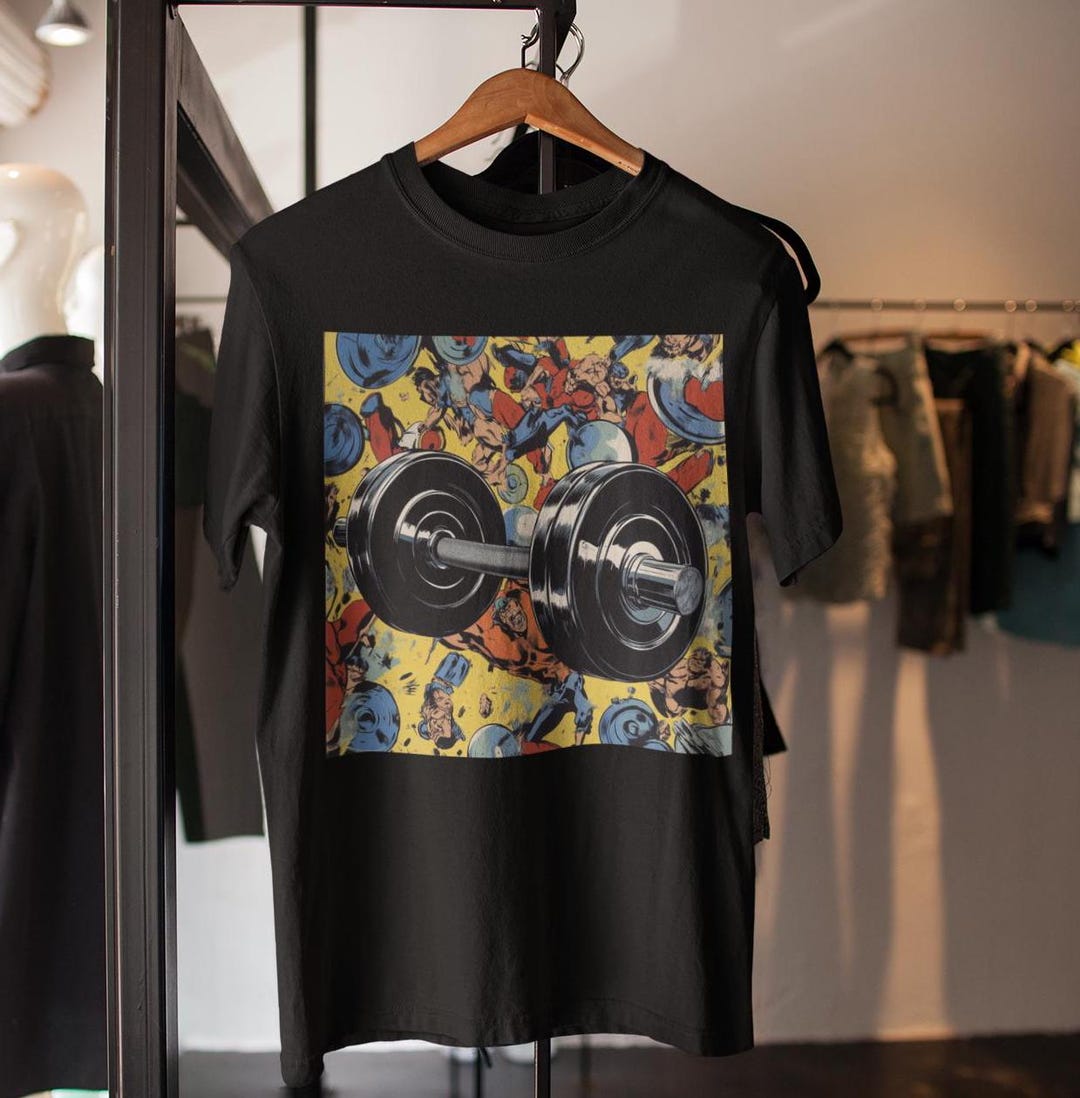 Superhero Comic Barbell T-shirt, Fitness Fan Gift - Etsy