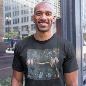 Graphic Barbell T-shirt, Full Print Graphic Shirts, Gym Style Gifts ...