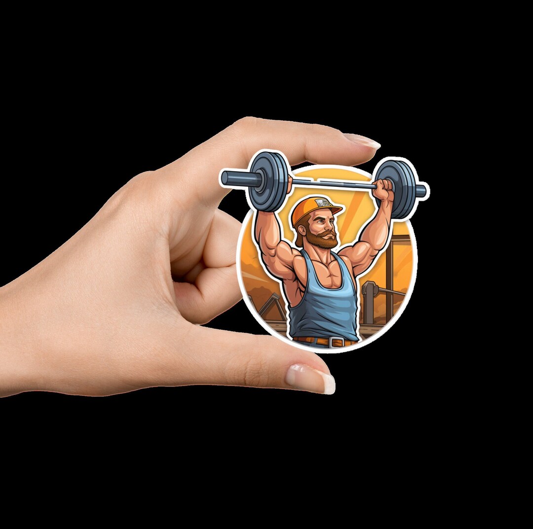 Construction Worker Sticker Barbell Stickers Profession Gift ...