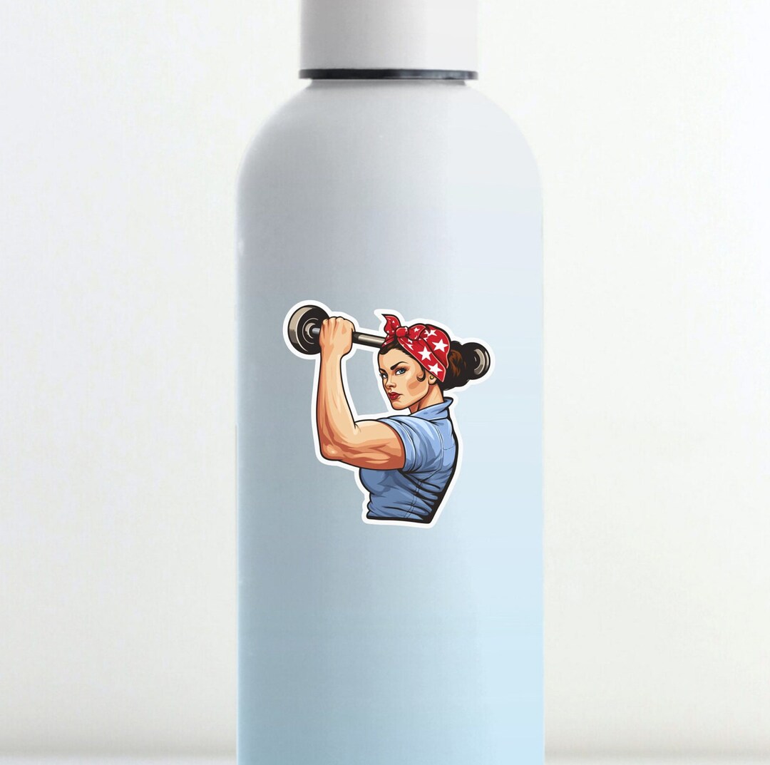 Strong Girl Rosie Sticker for Water Bottle Weightlifting Gift Workout ...
