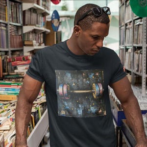 Graphic Barbell T-shirt, Full Print Graphic Shirts, Gym Style Gifts ...