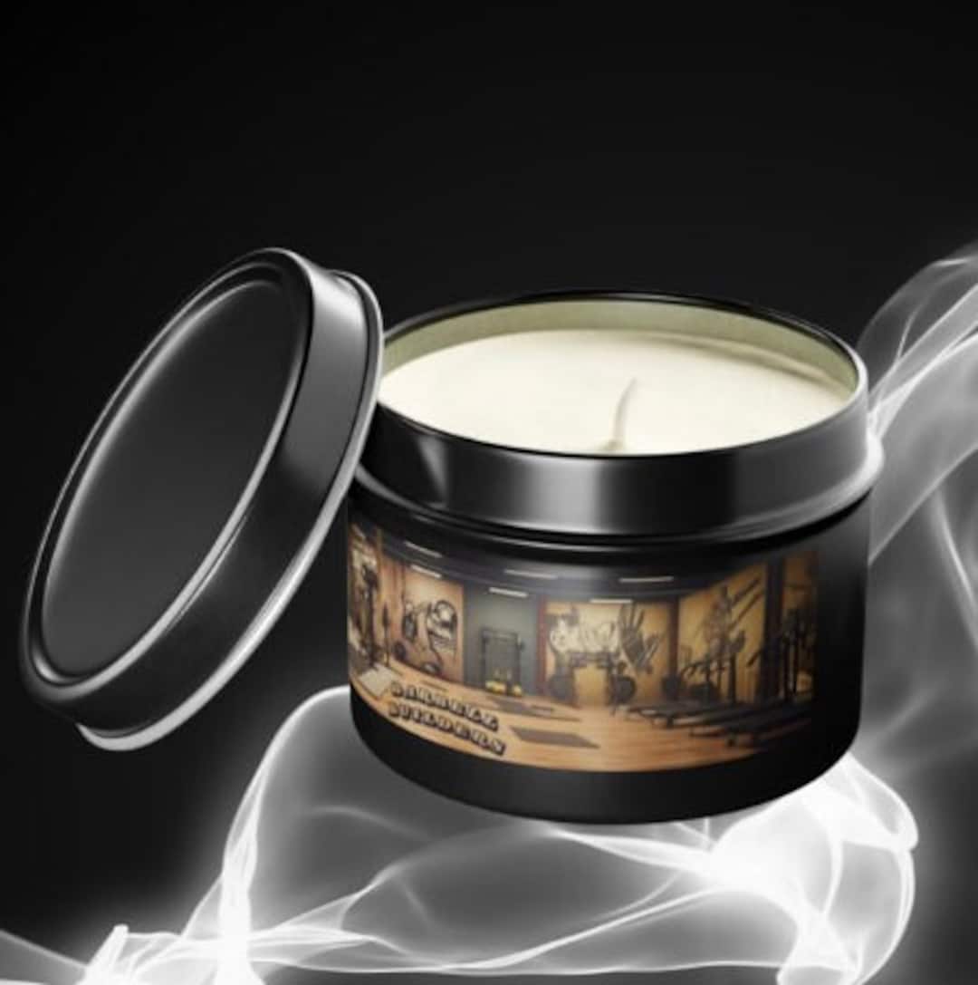 Simple Tin Candles for Aroma Therapy Retro Gym Style Logo Evergreen ...