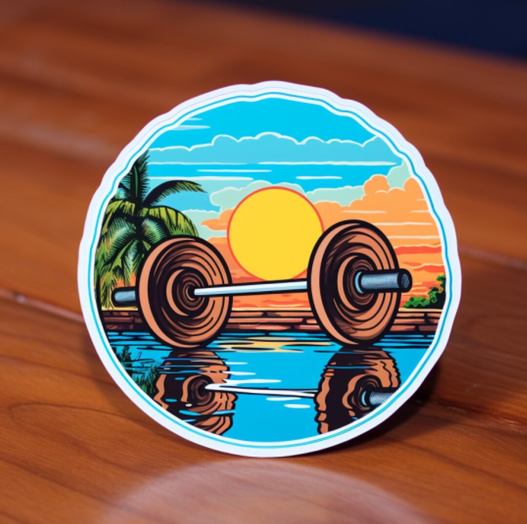 Sunset Sticker Barbell Sticker Best Gym Sticker Weightlifting Gifts for ...