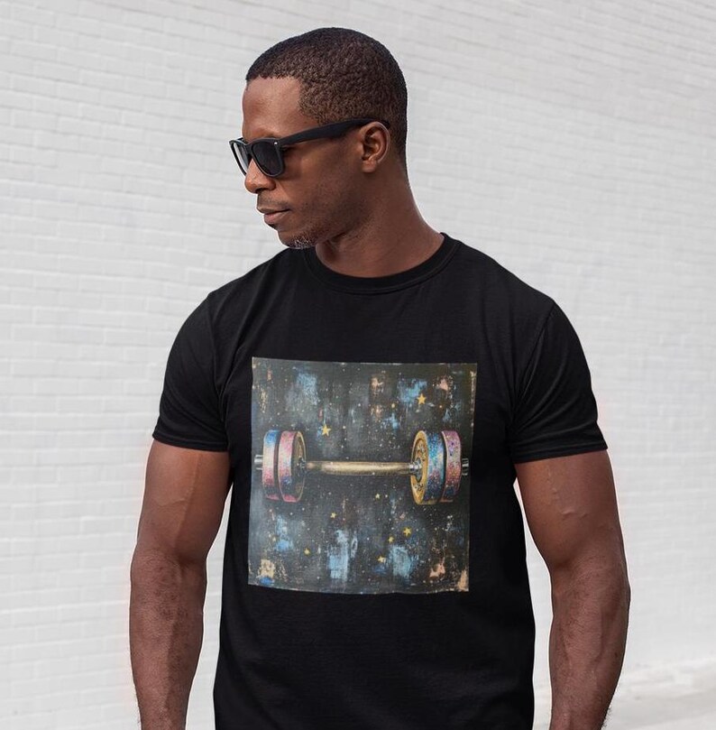 Graphic Barbell T-shirt, Full Print Graphic Shirts, Gym Style Gifts ...