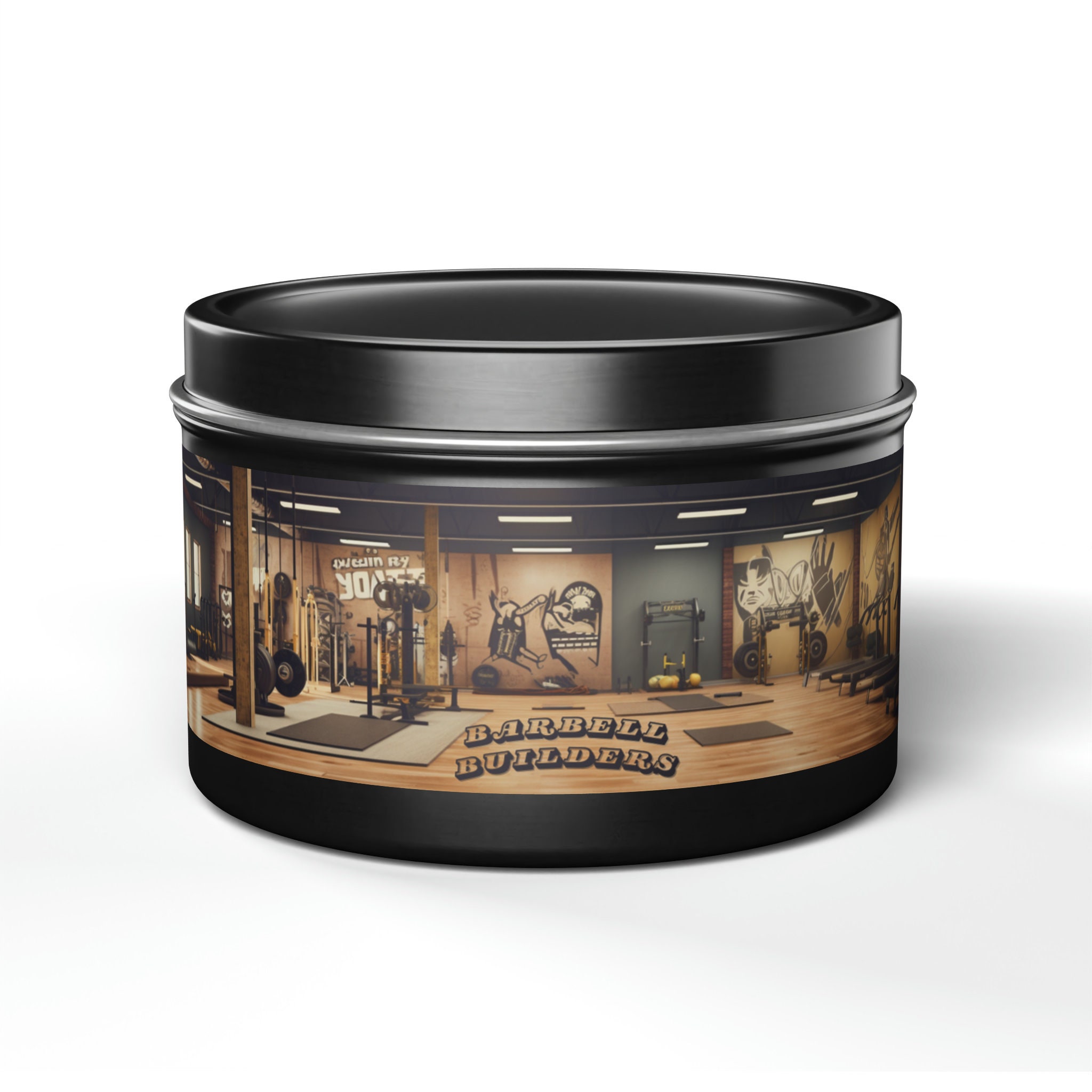 Simple Tin Candles for Aroma Therapy Retro Gym Style Logo Evergreen ...