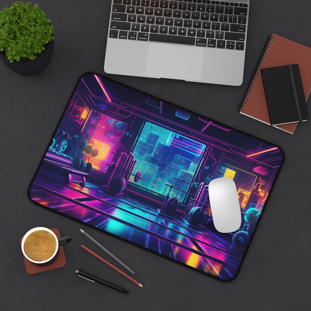 Neon Colored Gym Desk Mat, Future Gym Mouse Pad, Large Desk Computer ...