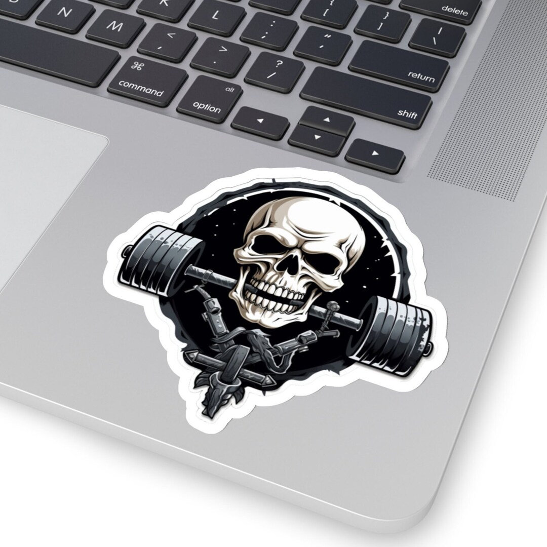 Skull Barbell Sticker Crossfit Gym Sticker Weightlifting Workout ...
