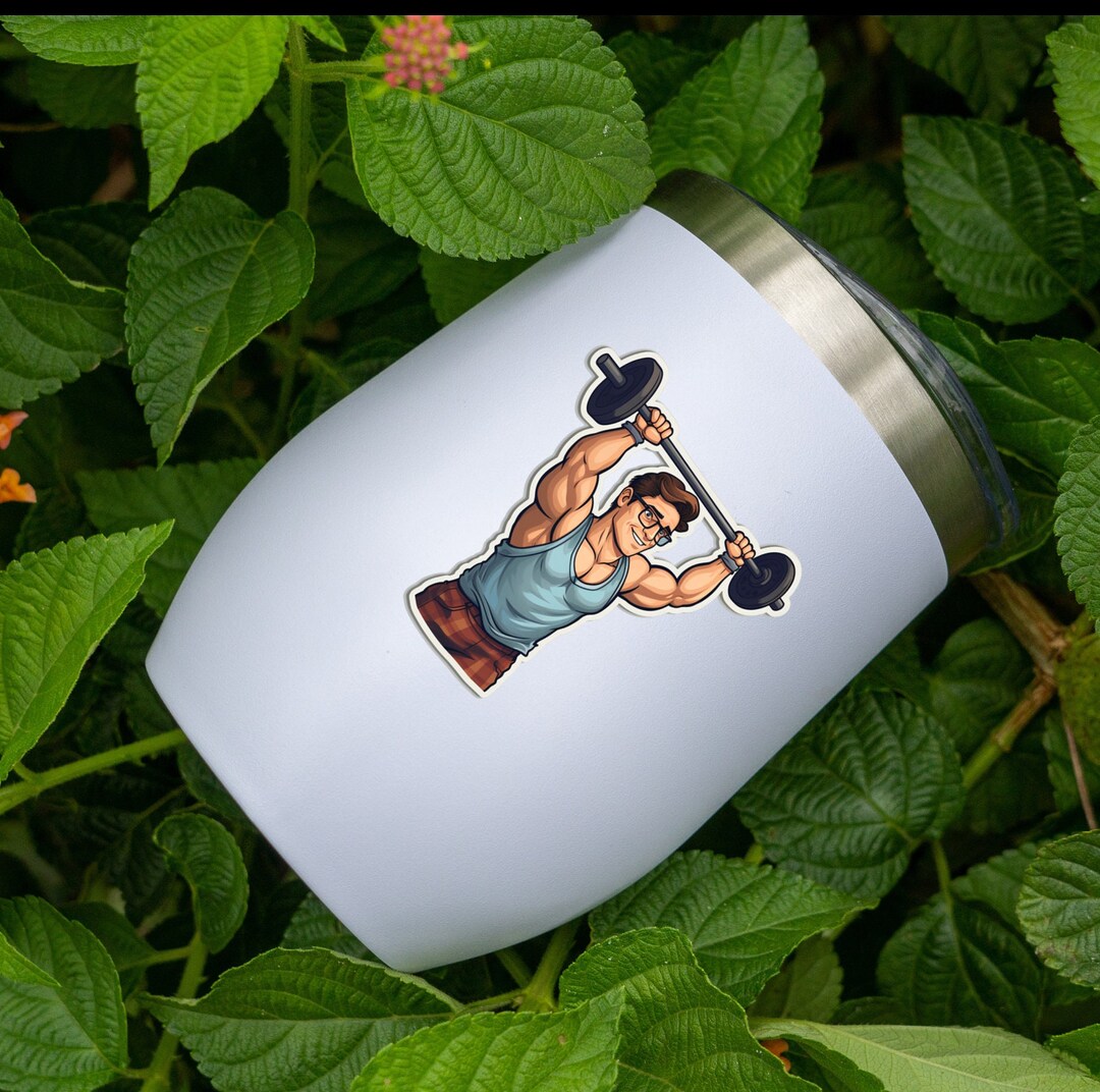 Nerd Guy Sticker Buff Guy Wearing Glasses Sticker Barbell Sticker ...