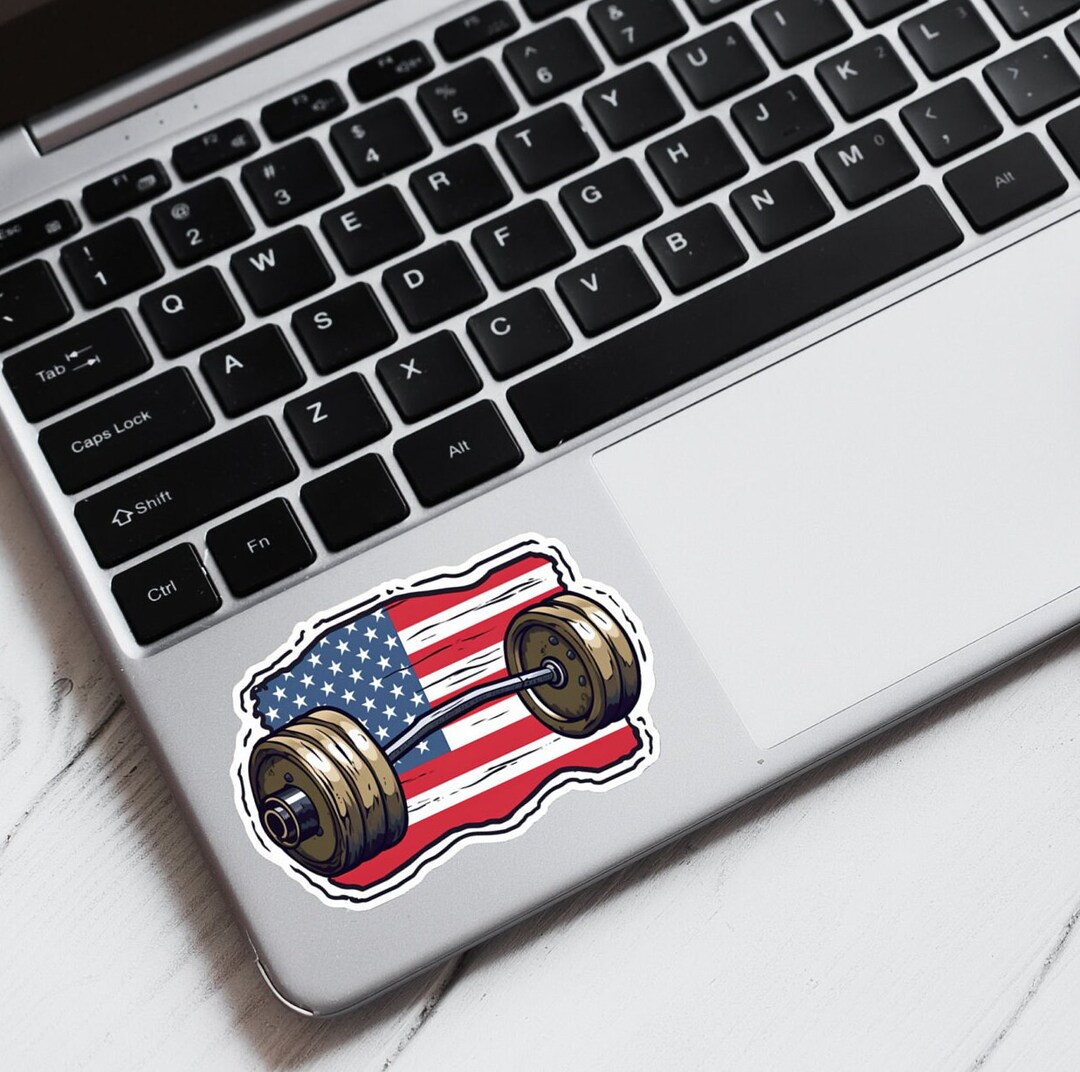 USA American Flag Stickers Barbell Fitness Gift Crossfit Gym Sticker ...