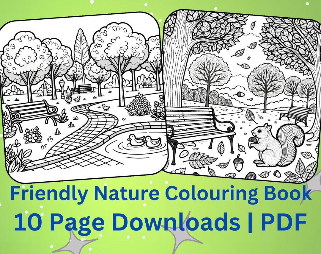 Friendly Nature Colouring Pages 10 Page Printable Bundle - Etsy