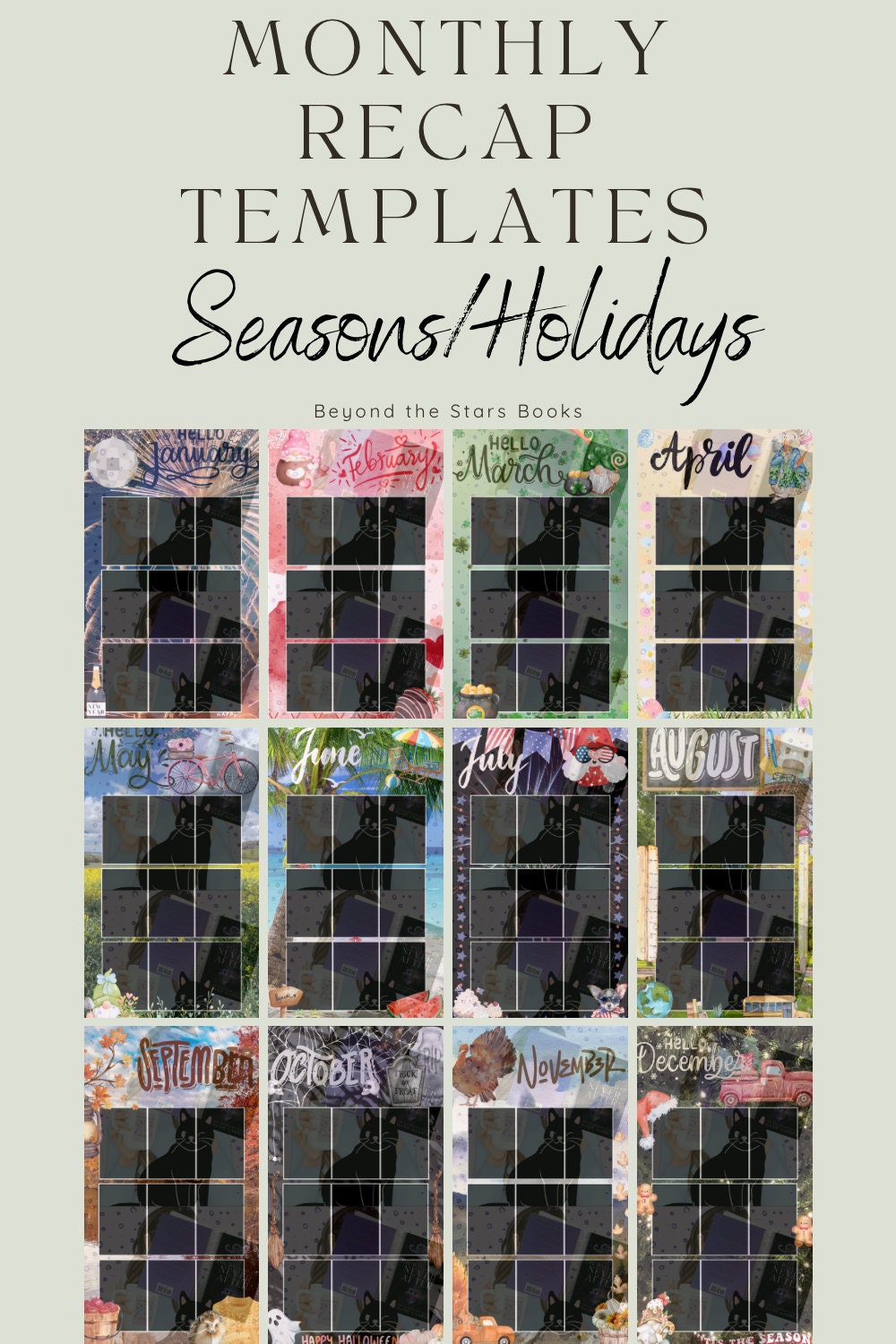 Seasonal/holiday Monthly Recap Template - Bookstagram Monthly Recap ...