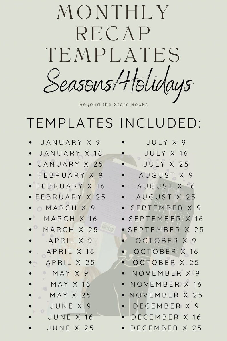 Seasonal/holiday Monthly Recap Template - Bookstagram Monthly Recap ...