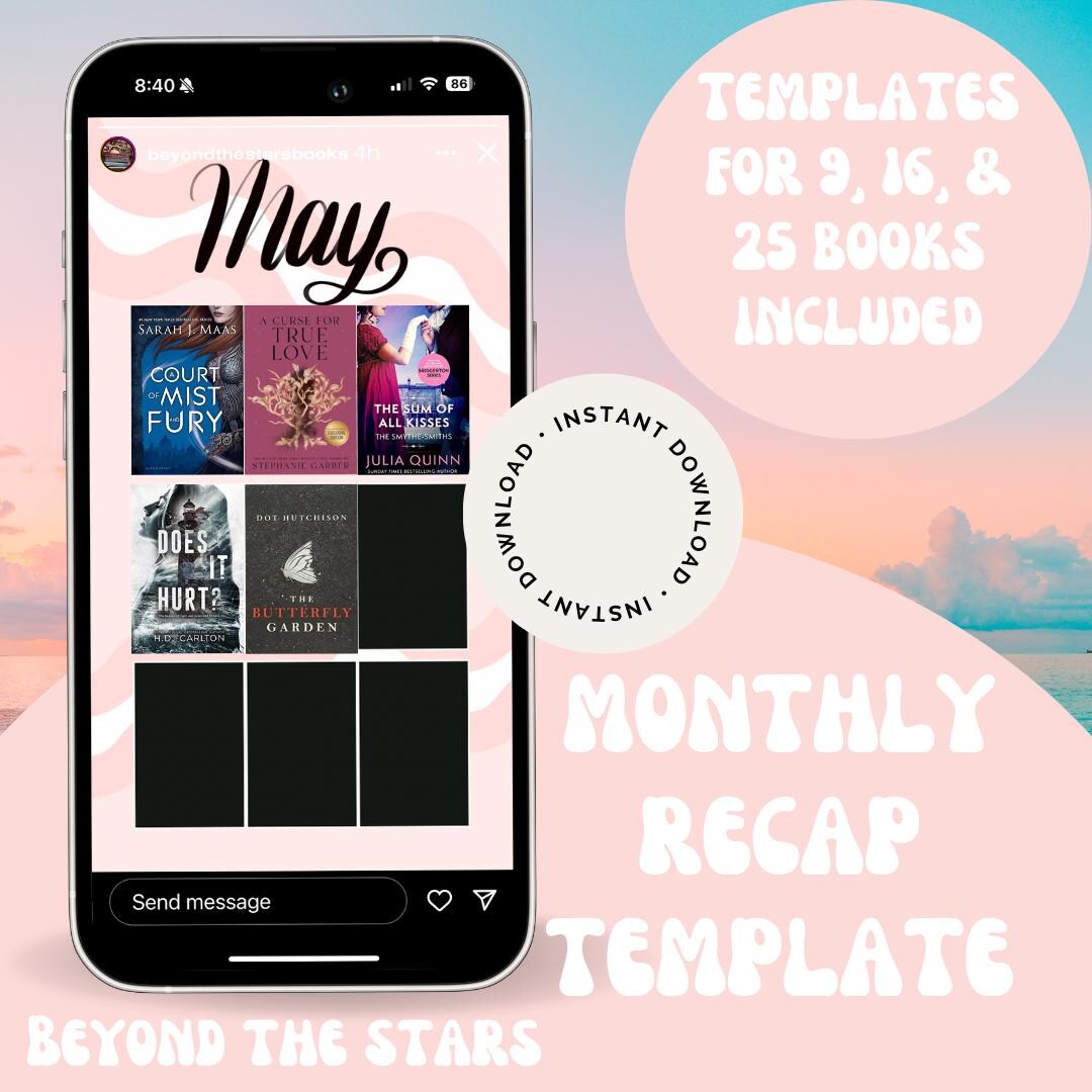 Pastel Pink Monthly Recap Template - Bookstagram Monthly Recap Story ...