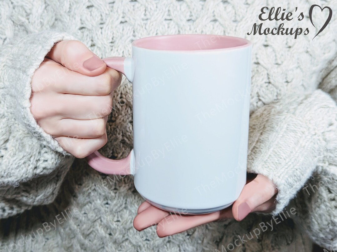 Pink Handle Mug Mockup | Mug Mockup | 15 Oz. Mug Mockup | Blank Mug ...