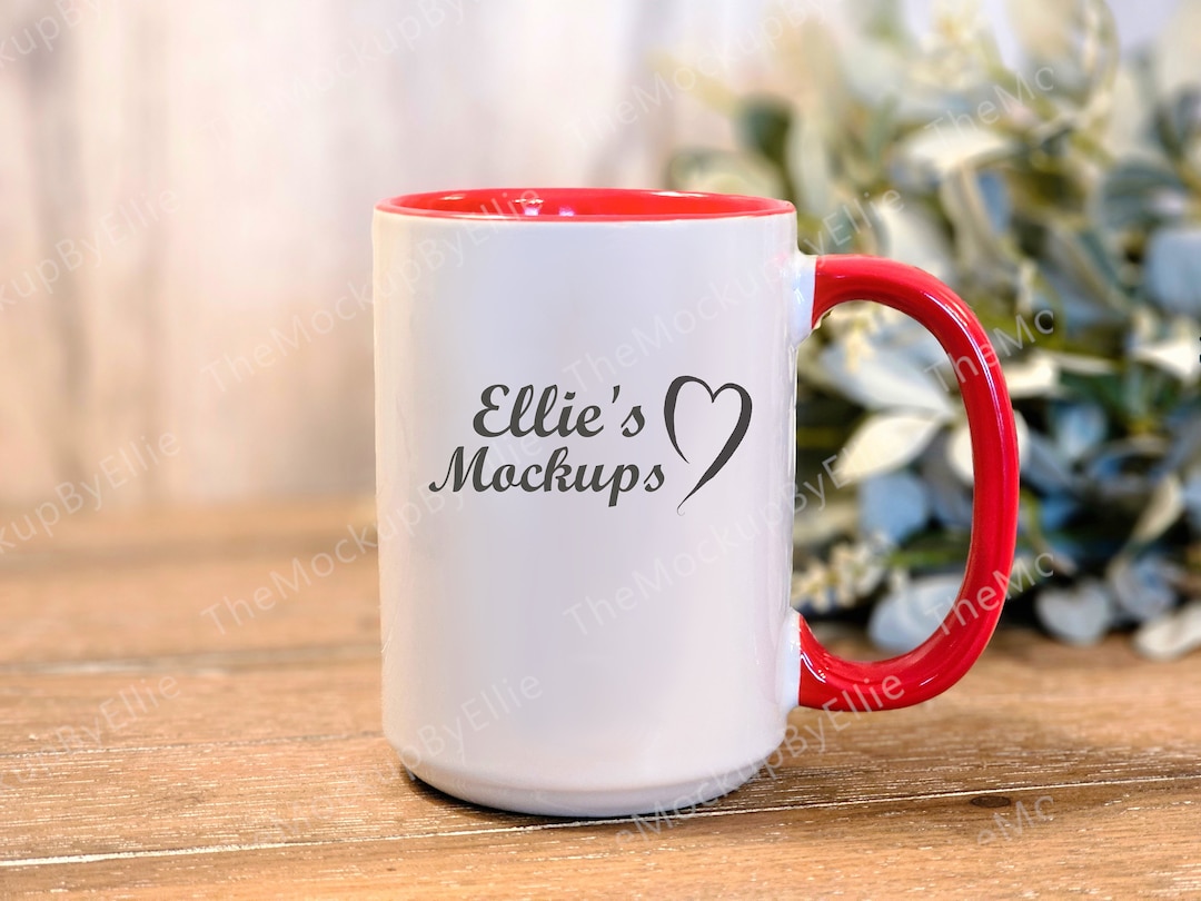 Mug Mockup | Red Handle Mug Mockup | 15 Oz. Mug Mockup | Sublimation ...