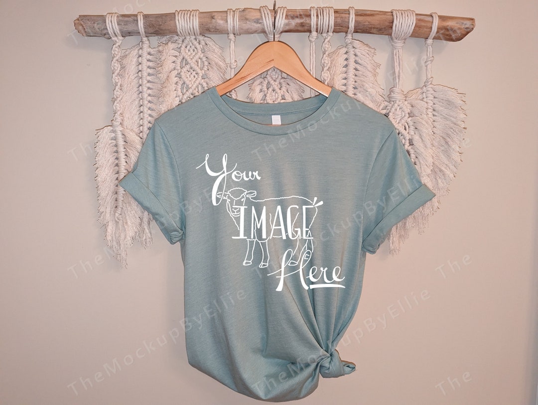 Heather Dusty Blue T-shirt Mockup | Tied T-shirt Mockup | Digital ...