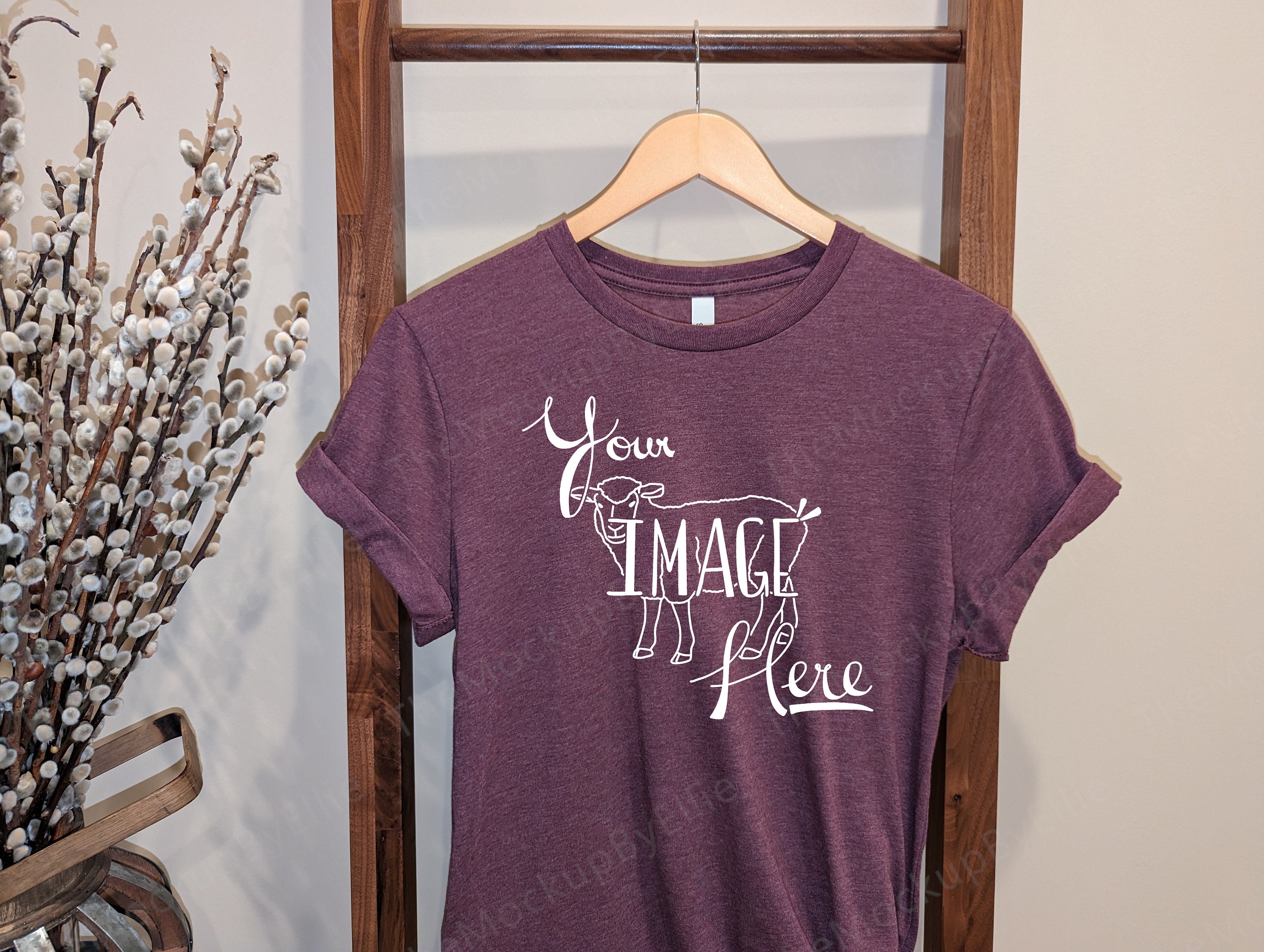 Heather Maroon T-shirt Mockup Tied T-shirt Mockup Digital - Etsy