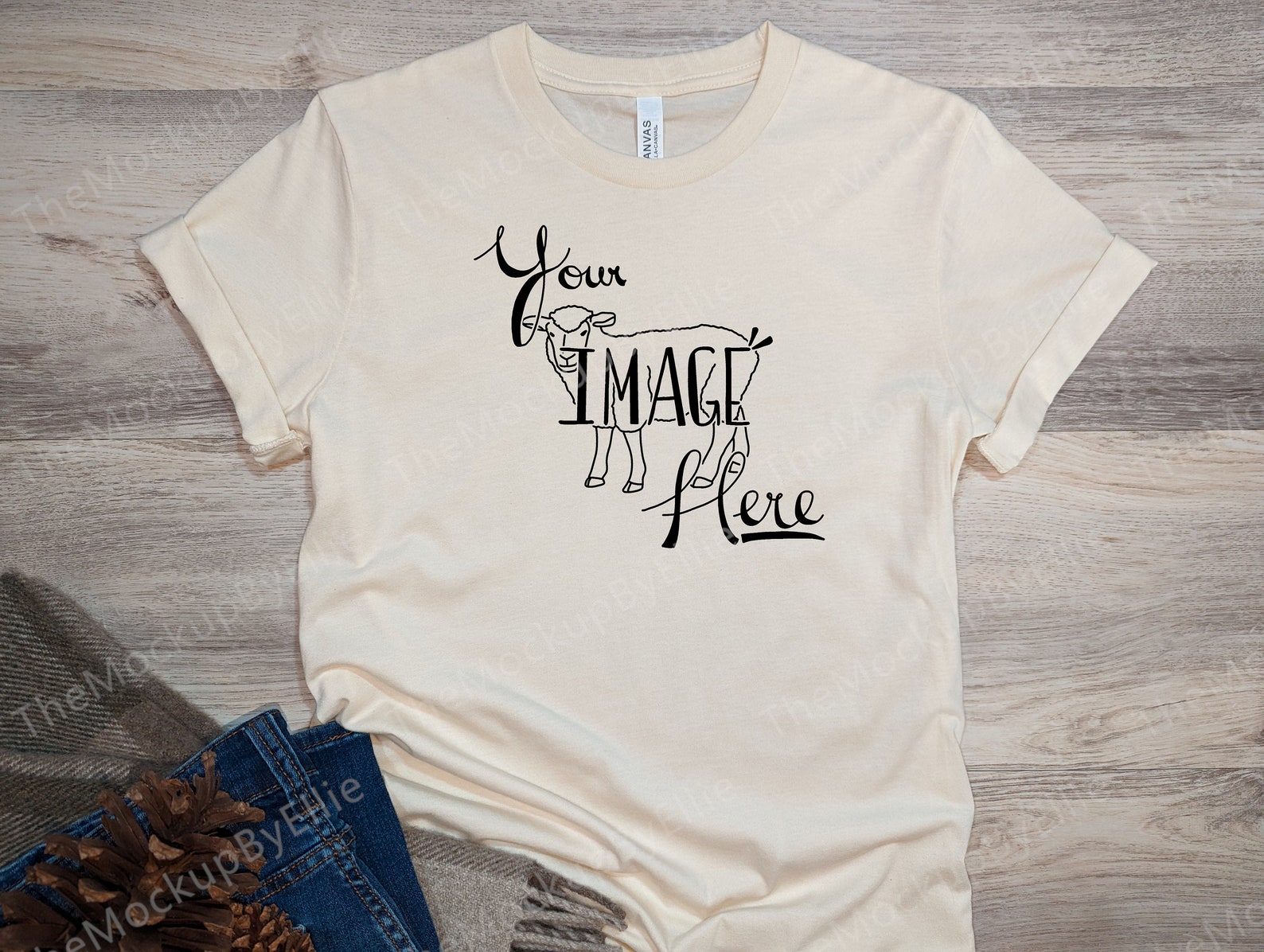 Heather Natural T-shirt Mockup | Tied T-shirt Mockup | Digital Mockup ...