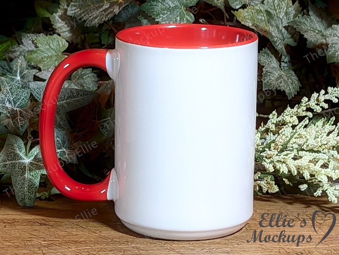 Mug Mockup | Red Handle Mug Mockup | 15 Oz. Mug Mockup | Sublimation ...