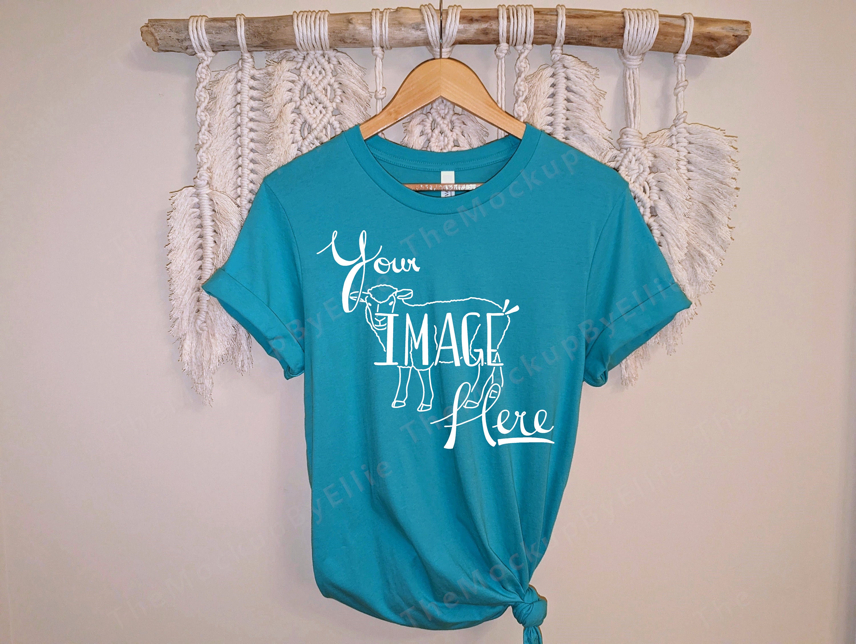 Teal T-shirt Mockup Tied T-shirt Mockup Digital Mockup Tee - Etsy