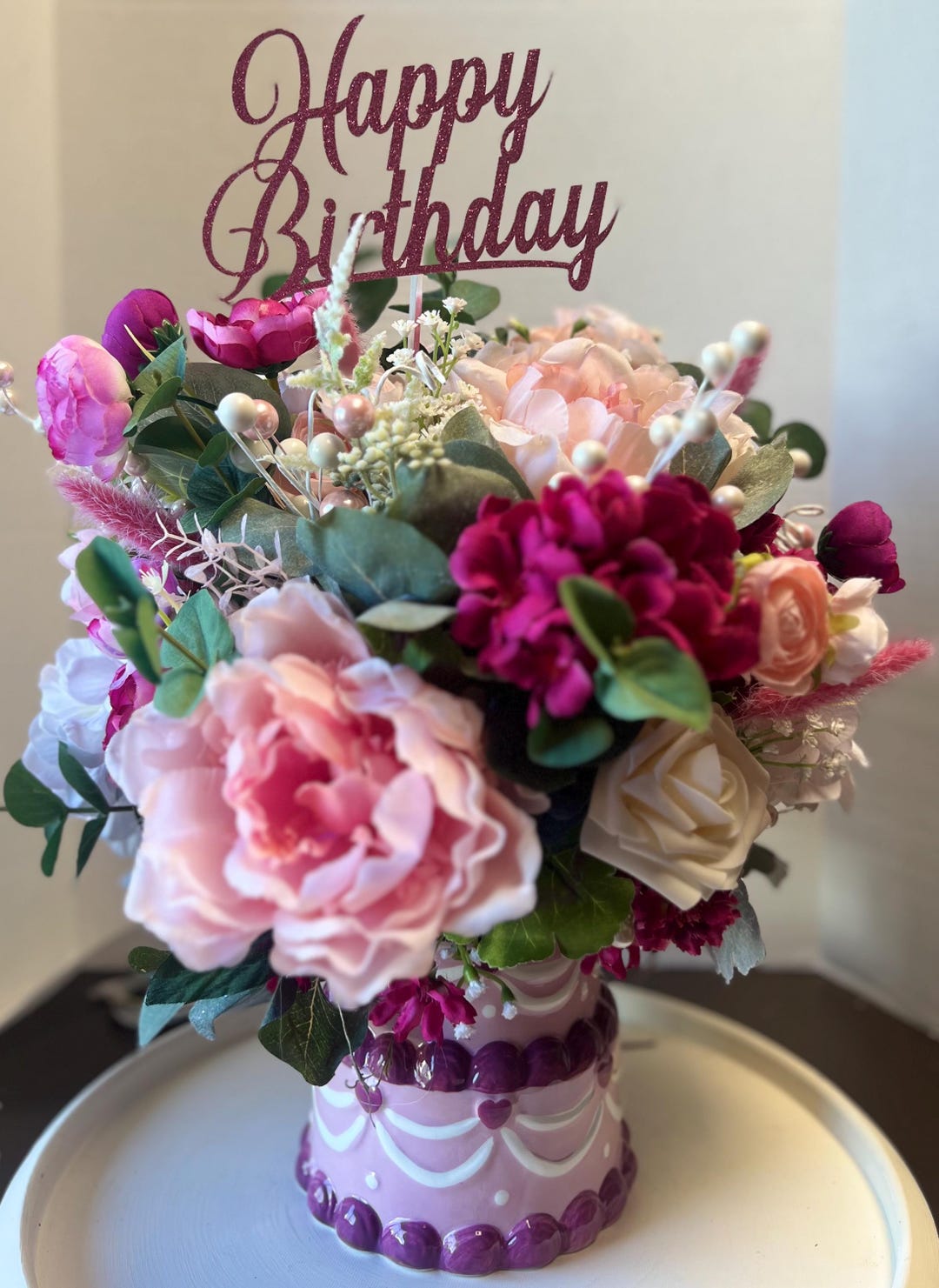 Happy Birthday Floral Arrangement - Etsy