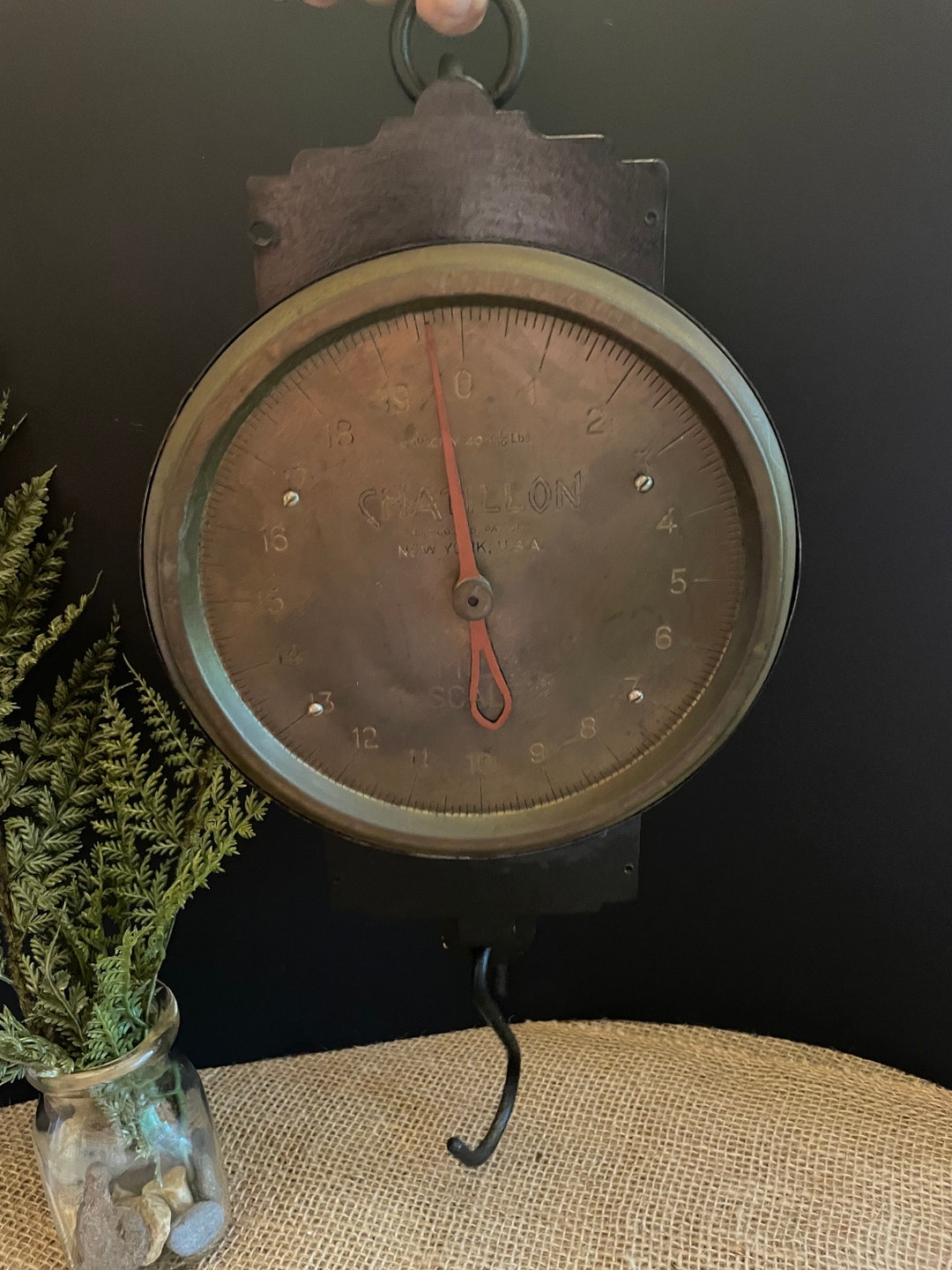Antique Chatillon 20lbs Milk Scale New York Brass Chatillon Hanging ...