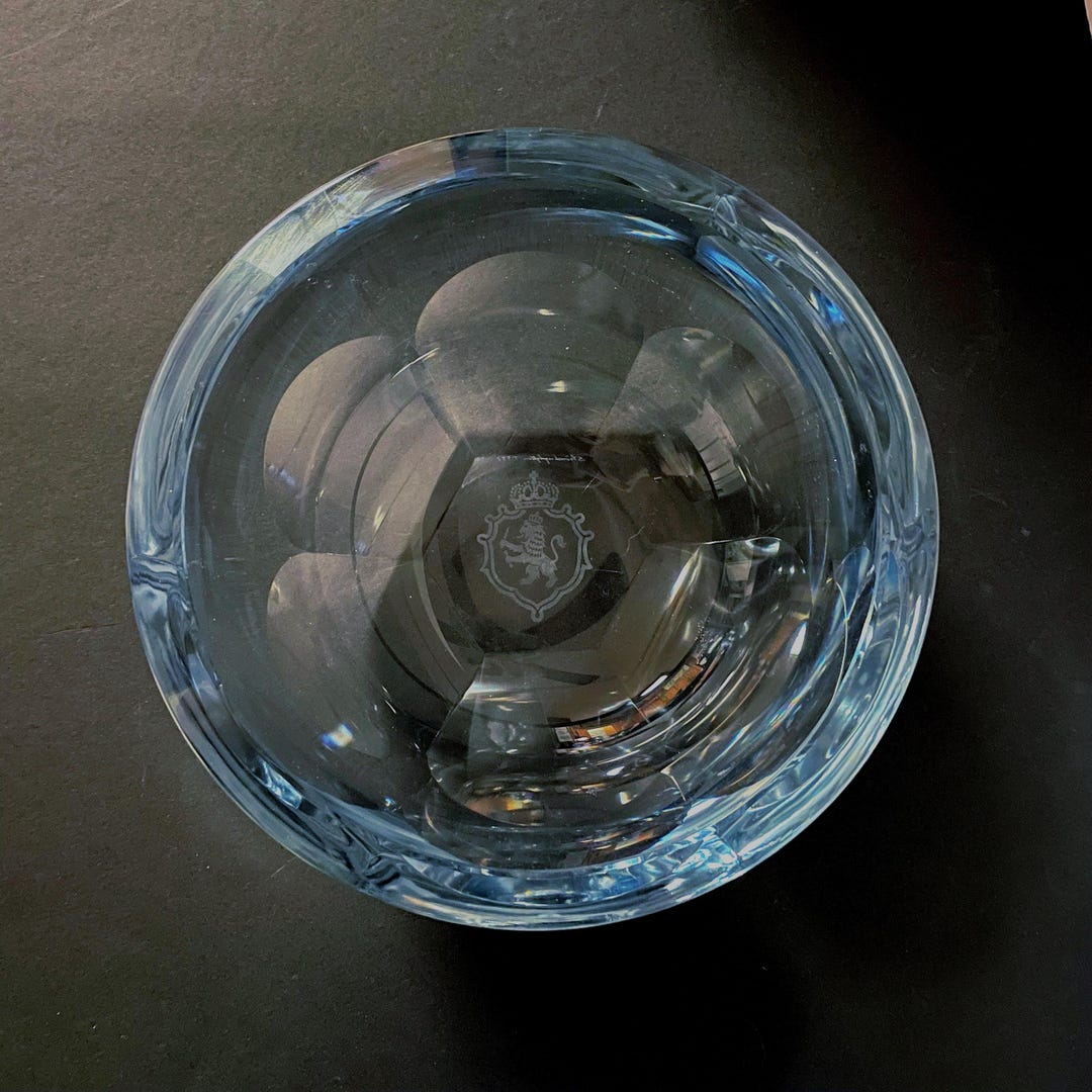 Strombergshyttan T477 Scandinavian Cut Crystal Bowl Silver Blue Rampant ...