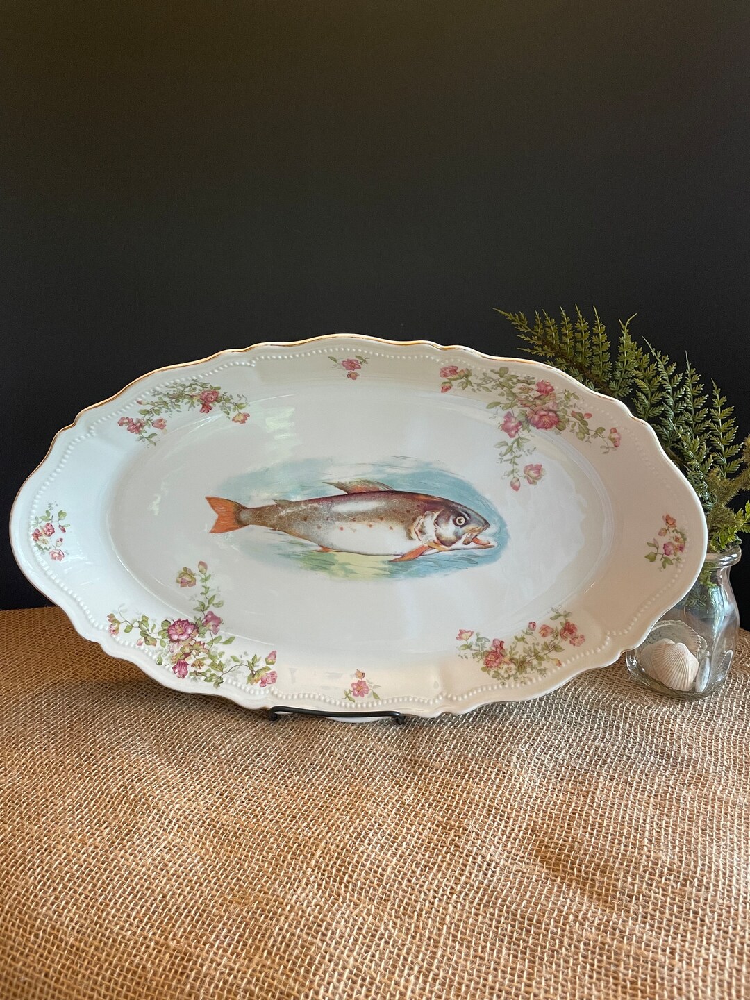 Antique Large Royal Austria Porcelain Fish Platter by O&EG, Early 20th ...