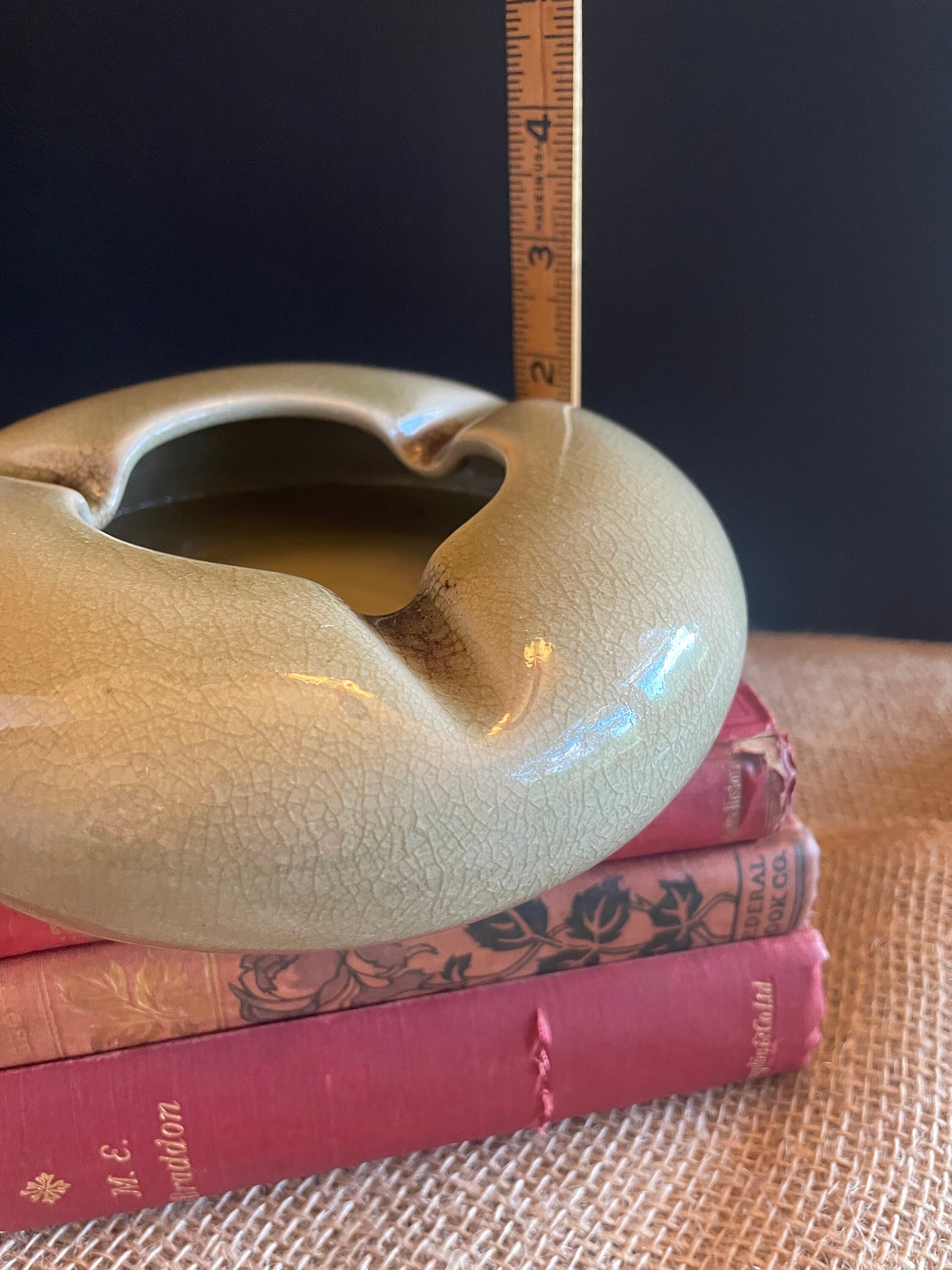 Mid Century Sage Green Pottery Ashtray/planter - Etsy