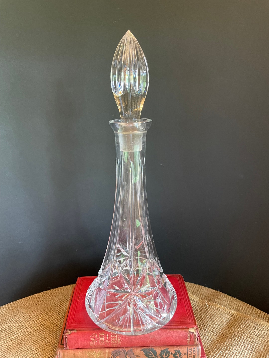 Lead Crystal Cut Glass Flat Bottom Liquor Decanter Vintage Etsy