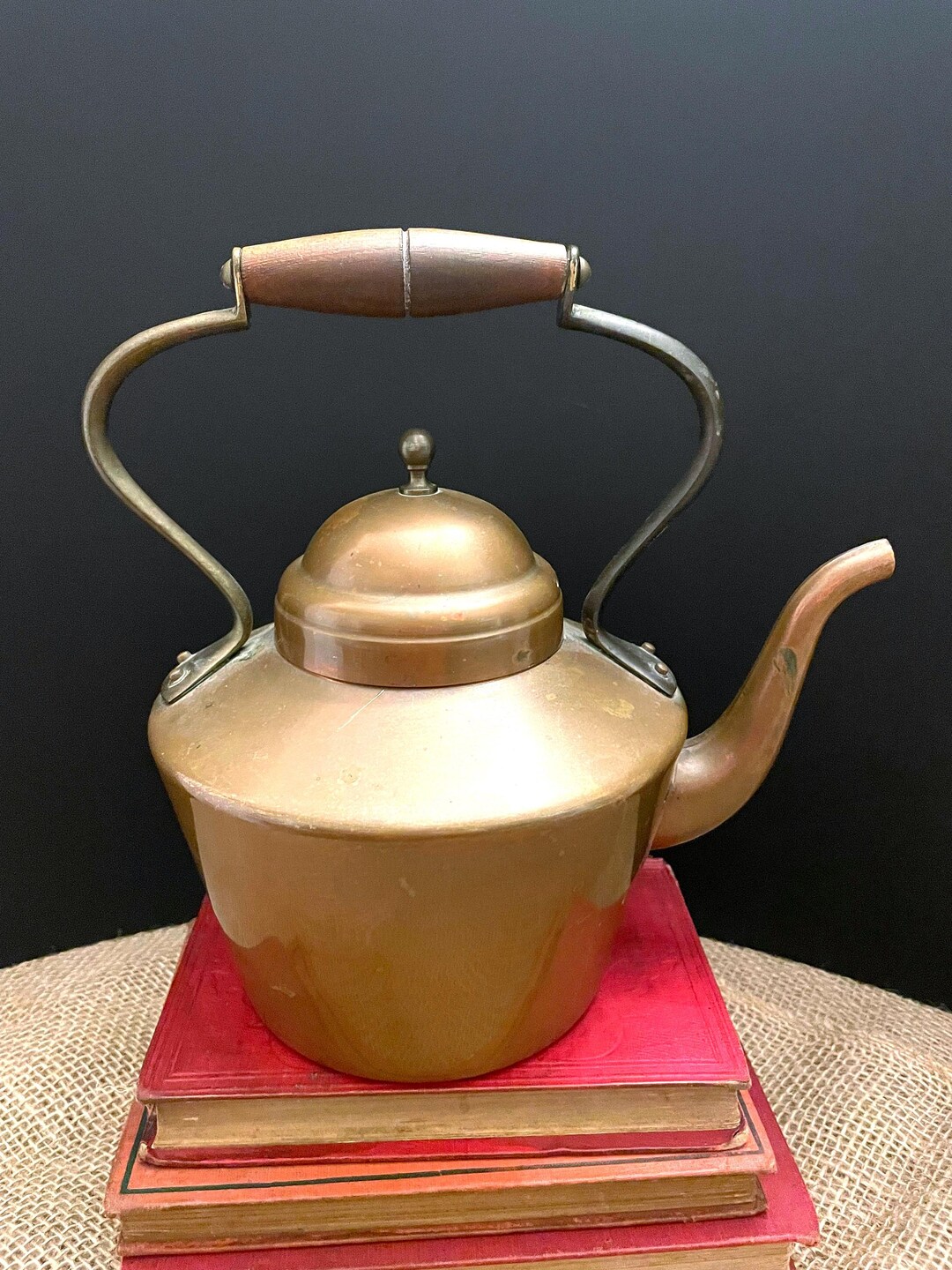 Copper Gooseneck Teapot With Wood Handle - Etsy