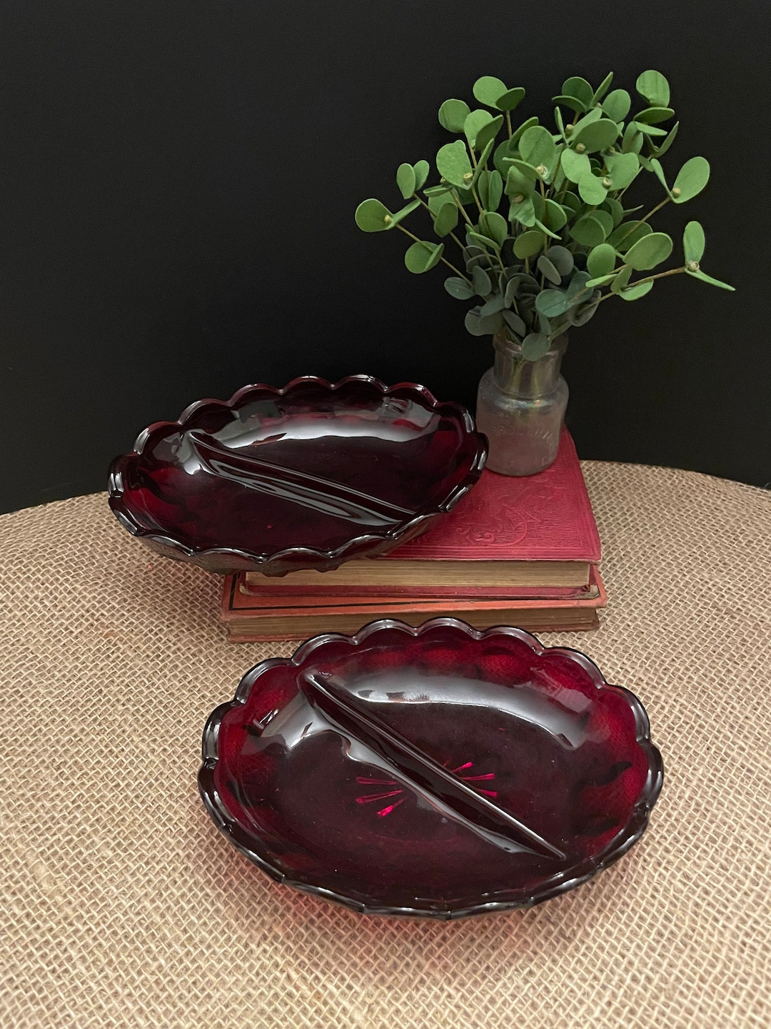 Vintage Ruby Red Depression Glass Divided Relish Dish Anchor Hocking - Etsy