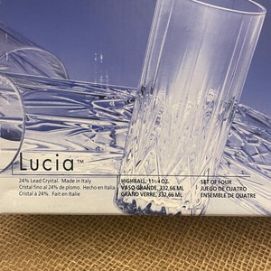 Oneida Capri Collection Lucia 11.25oz 24% Lead Crystal Highball Glasses ...