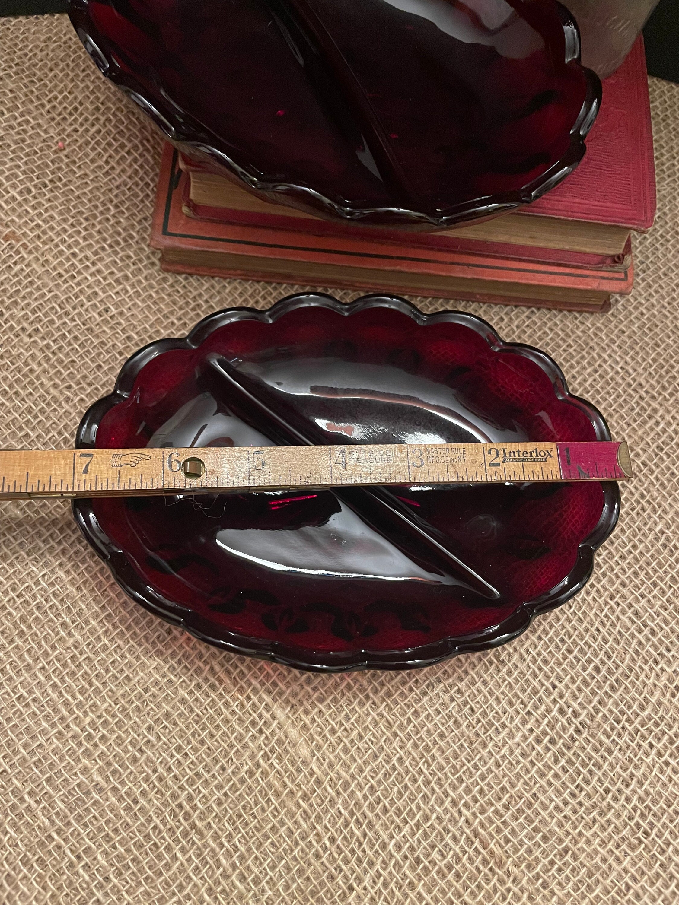 Vintage Ruby Red Depression Glass Divided Relish Dish Anchor Hocking - Etsy