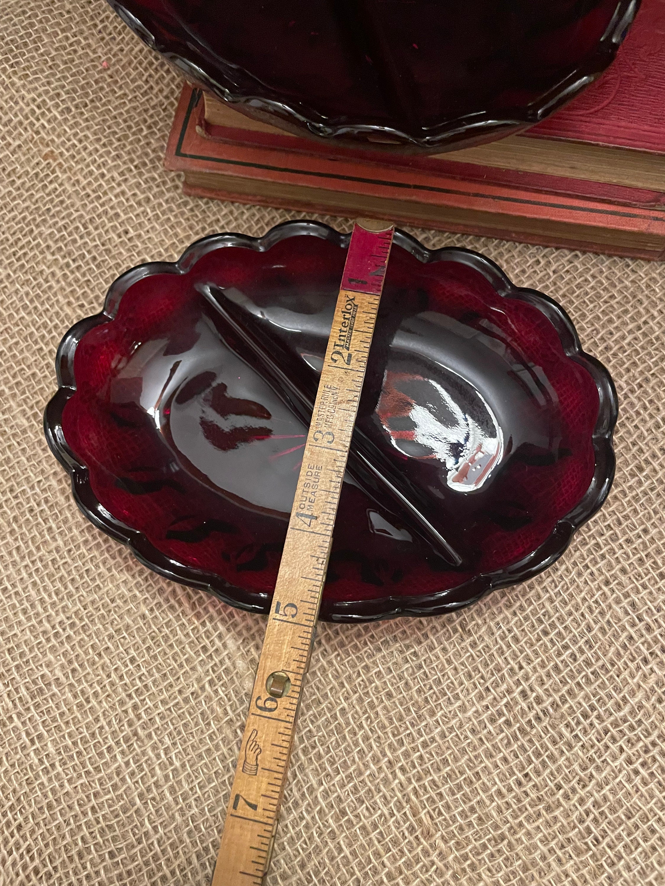 Vintage Ruby Red Depression Glass Divided Relish Dish Anchor Hocking - Etsy