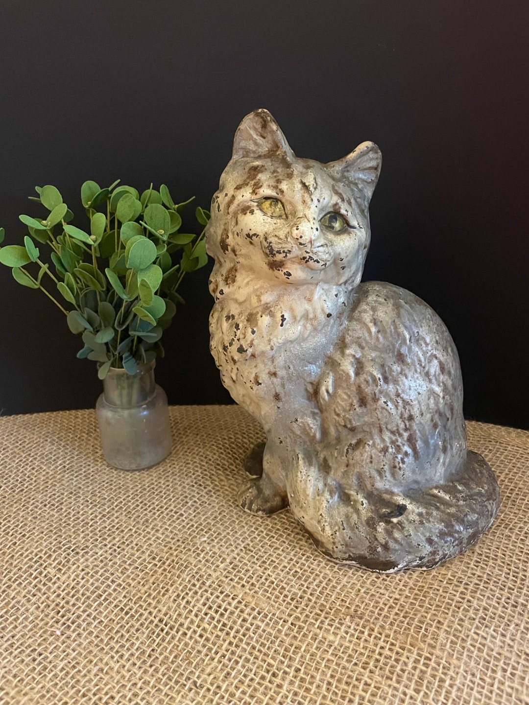 Early Hubley Cat Door Stop Painted Figurine Signed Lancaster PA Figural ...