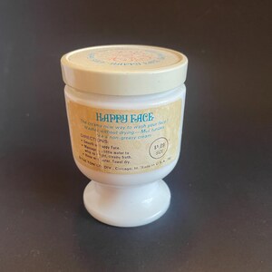 Vintage Rare Happy Face Cream Milk Glass Jar Cold Cream Large Size With ...