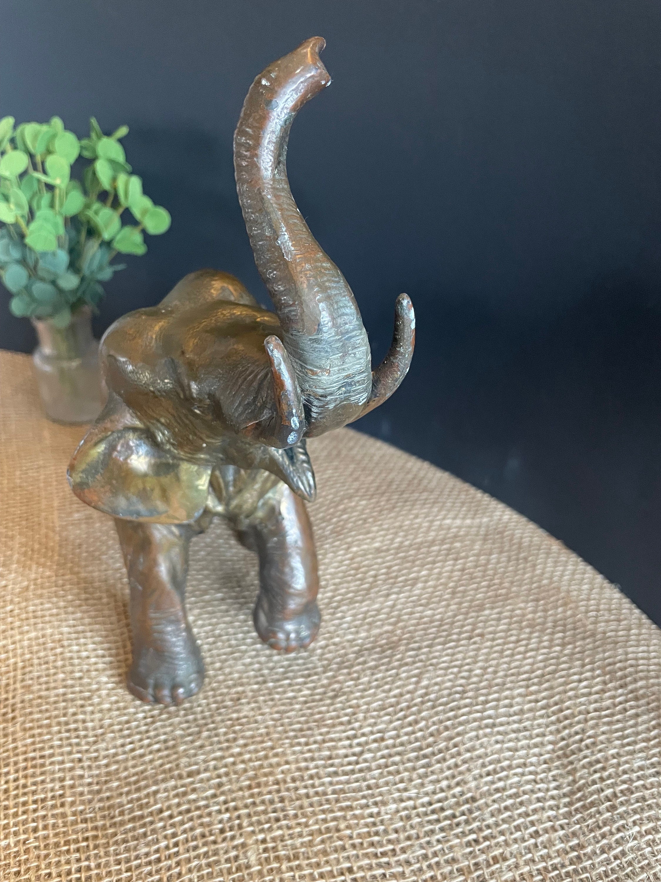 Vintage Bronze Elephant Figure From Japan With Raised Trunk - Etsy
