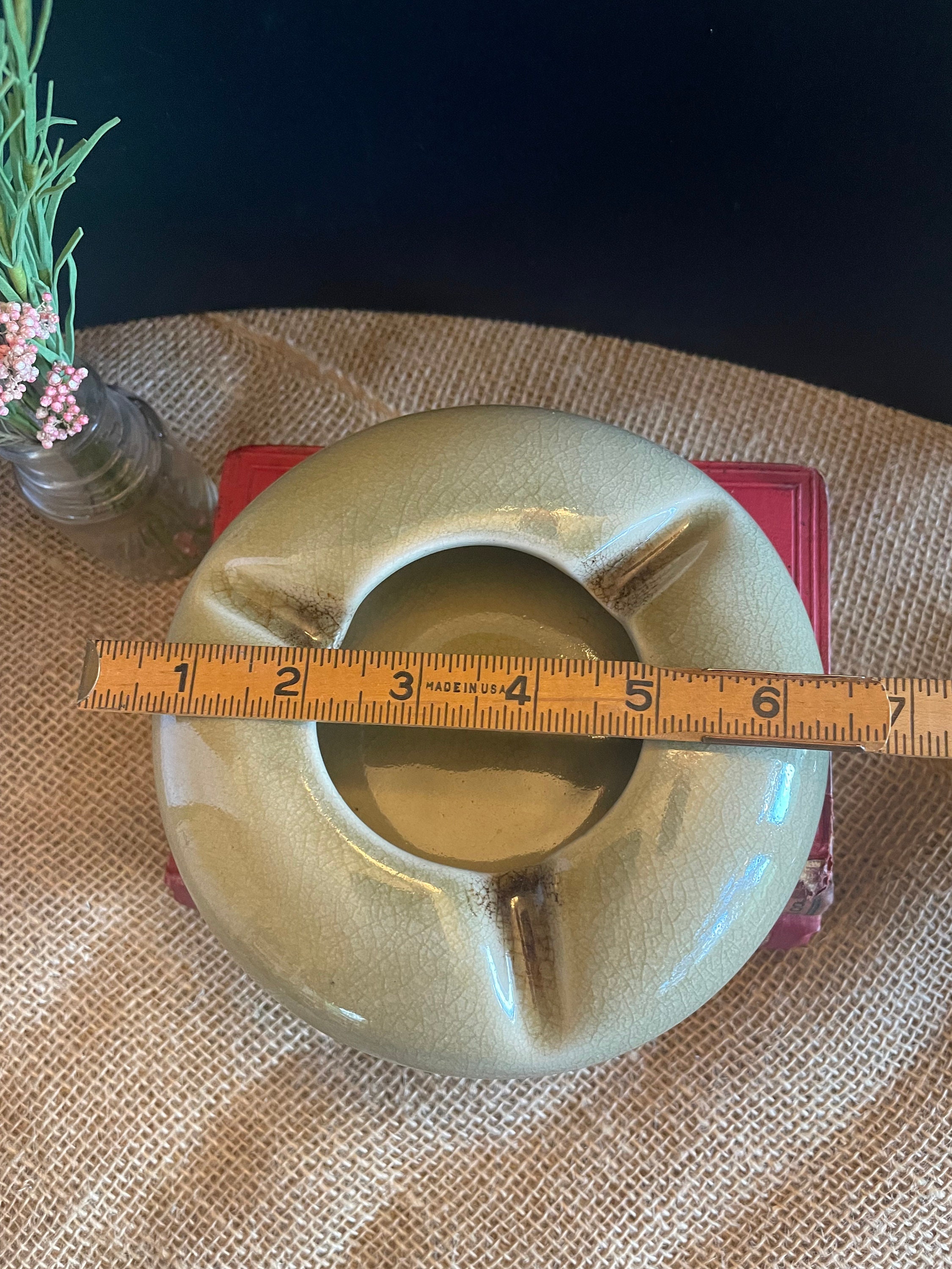 Mid Century Sage Green Pottery Ashtray/planter - Etsy