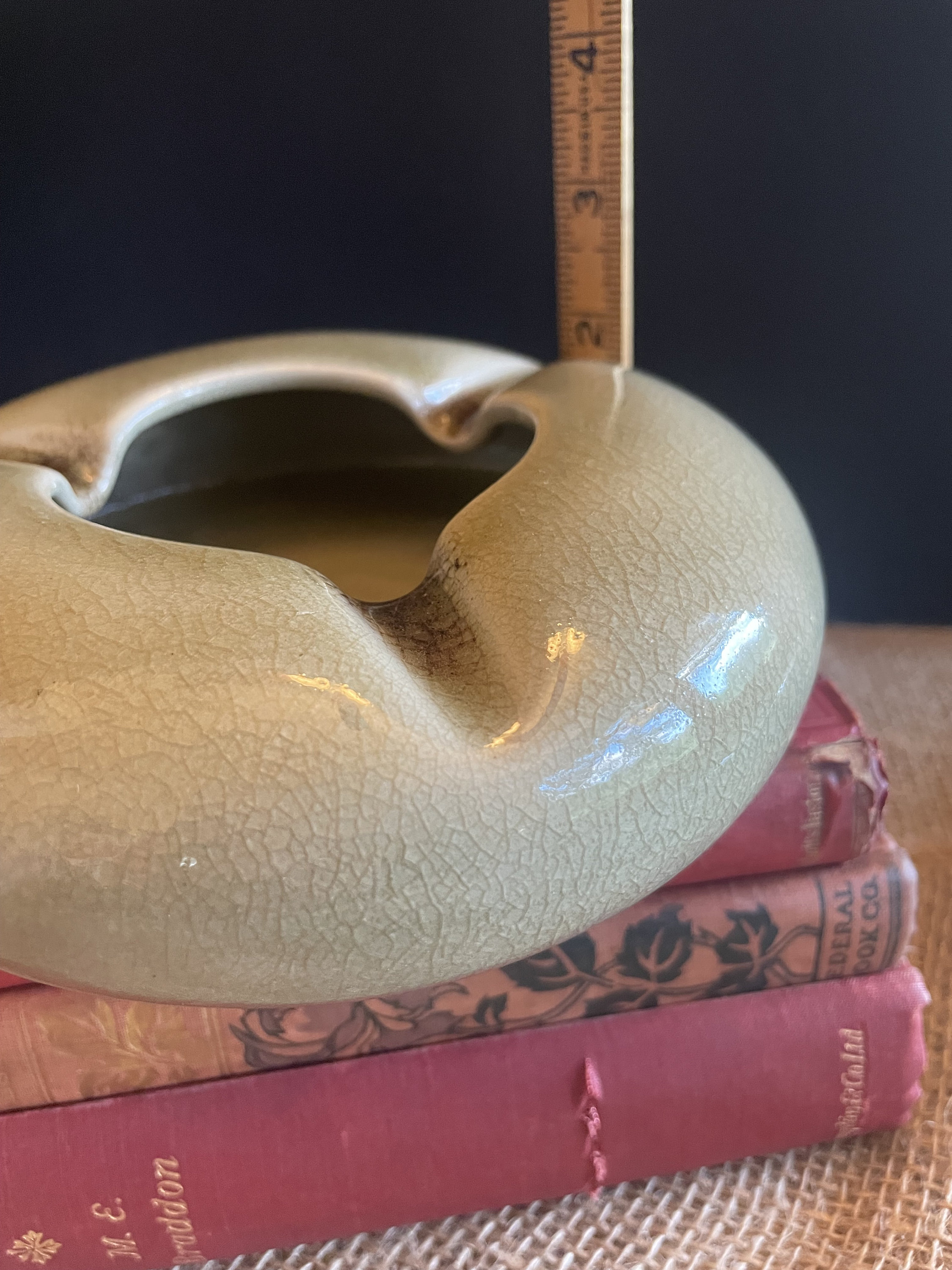 Mid Century Sage Green Pottery Ashtray/planter - Etsy