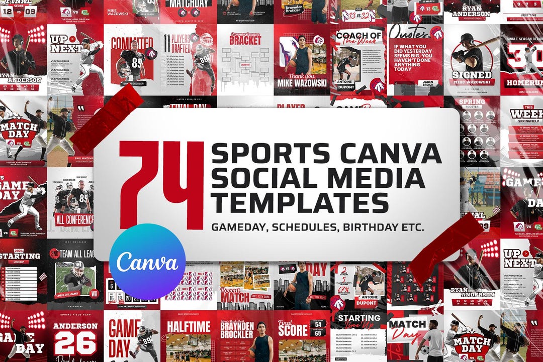 74 Sports Canva Social Media Templates - Basketball/football/soccer ...