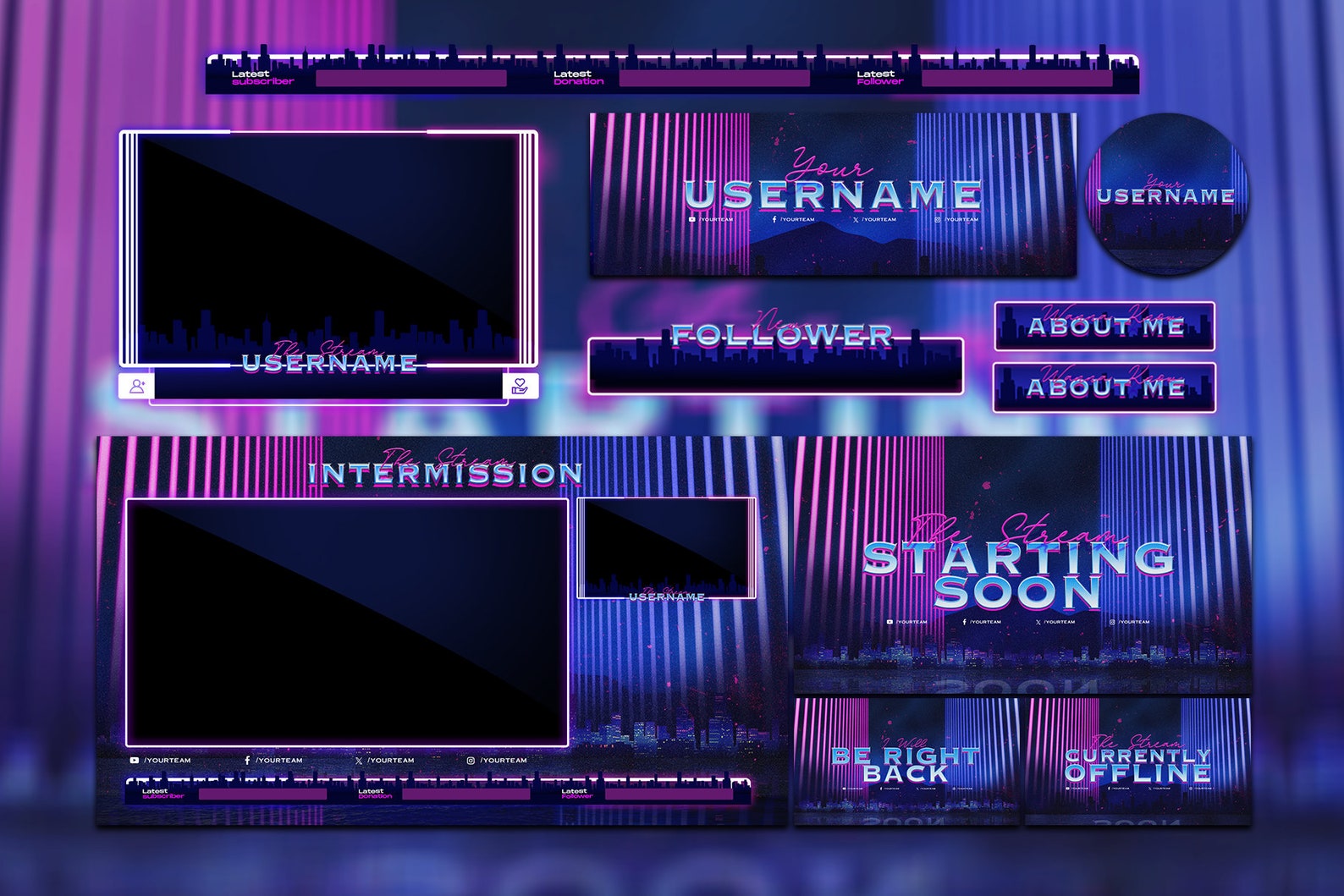 Retro Laser Town Stream Overlay for Youtube/aesthetic/kicks/twitch ...