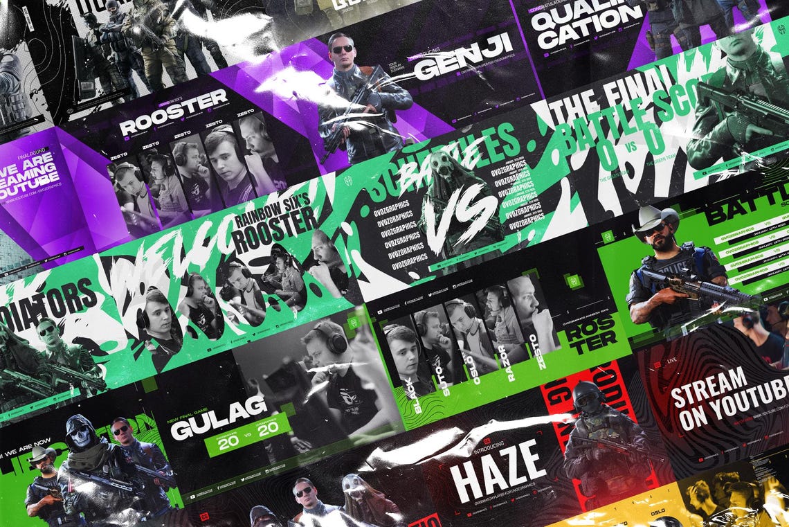 173 PSD Templates Bundle - E-sports/basketball/football/soccer/softball ...